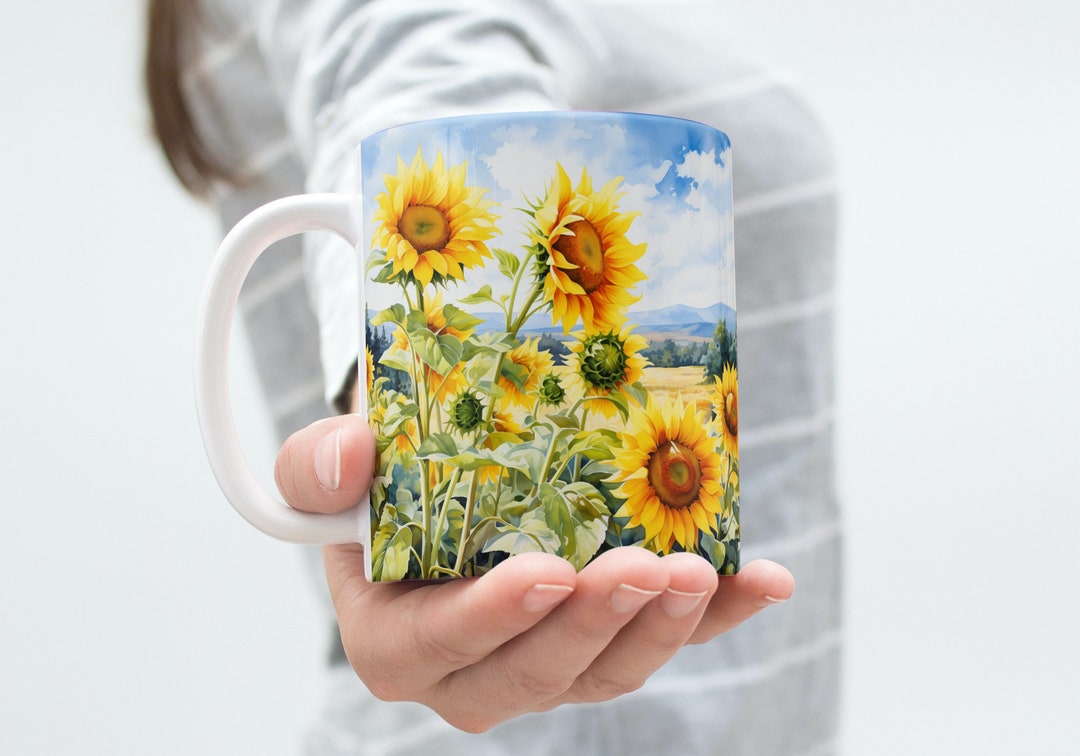 Sunflower Mug, Sunflower Cup, Sunflower Pattern Cup Pretty Sunflower ...