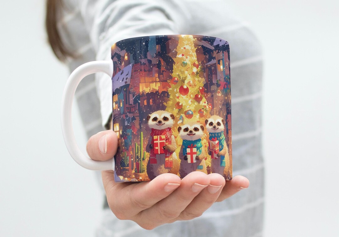 Christmas Meerkat Mug - Adorable Holiday Coffee Cup, Festive Meerkats ...