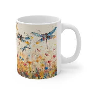 Dragonfly Watercolor Mug, Vintage Dragonfly Coffee Mug, Dragonfly Tea ...
