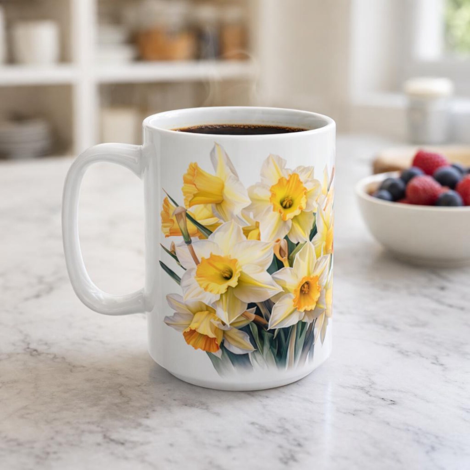 Spring Daffodil Symphony, Charming Daffodils, Watercolor Floral Mug ...