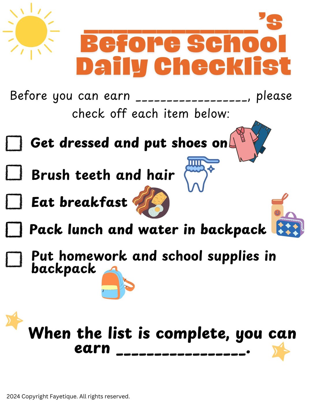 Editable Before and After School Daily Checklists - Etsy