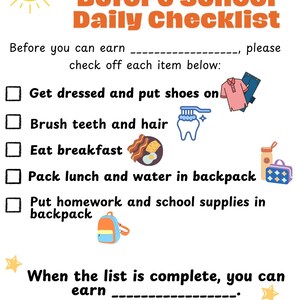 Editable Before and After School Daily Checklists - Etsy