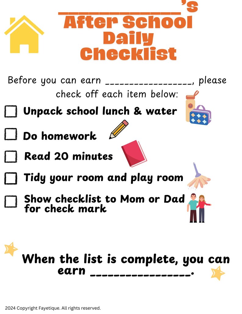 Editable Before and After School Daily Checklists - Etsy