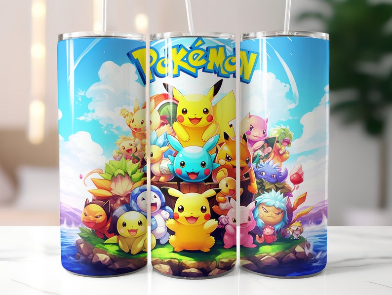 4 Pokemon Tumbler Wrap, 20oz Skinny Tumbler Pokemon Wrap PNG, Tumbler ...