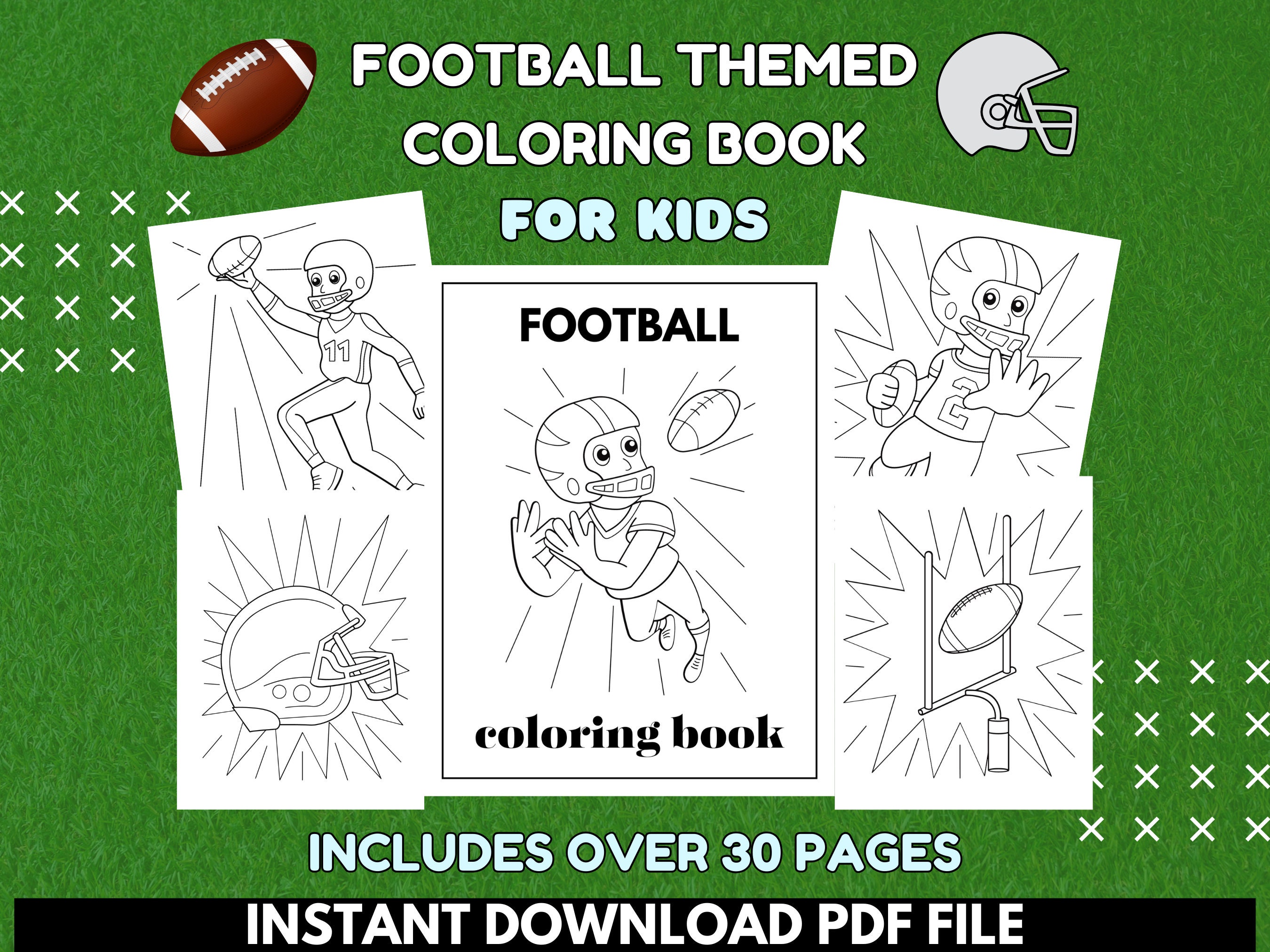 Football Themed Coloring Book for Kids Instant Download Printable ...