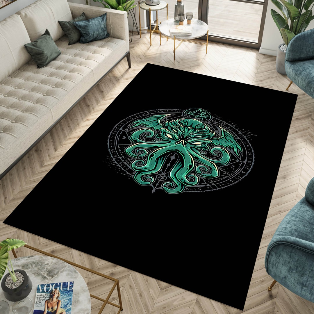 Octopus Rug Animal Rug Green Octopus Rug Fear Rug Octopus - Etsy