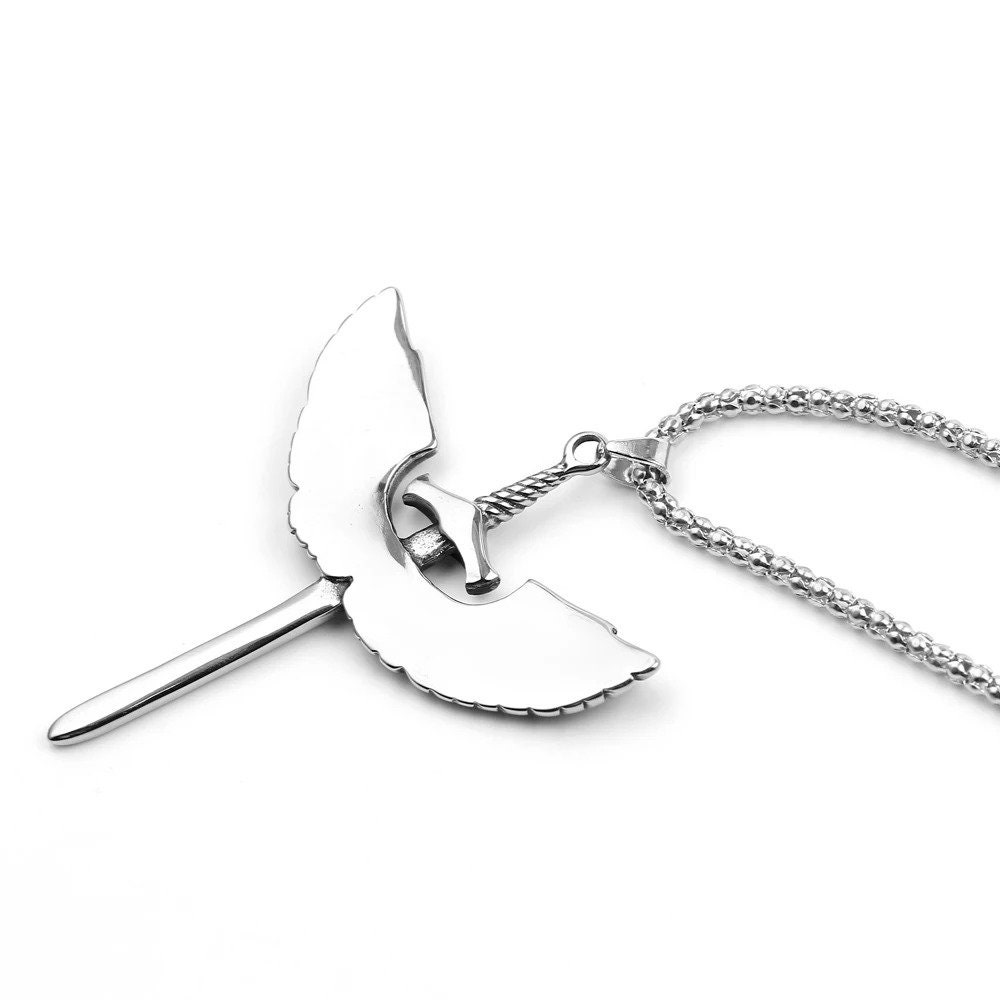 Men's Archangel Michael Angel Wing Sword Necklace Pendant - Etsy
