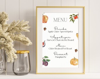 Thanksgiving Dinner Menu Template, Printable Thanksgiving Dinner Menu ...