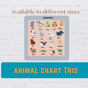 Toddlers Animal Chart, Playroom Prints, Childrens Learning Chart ...