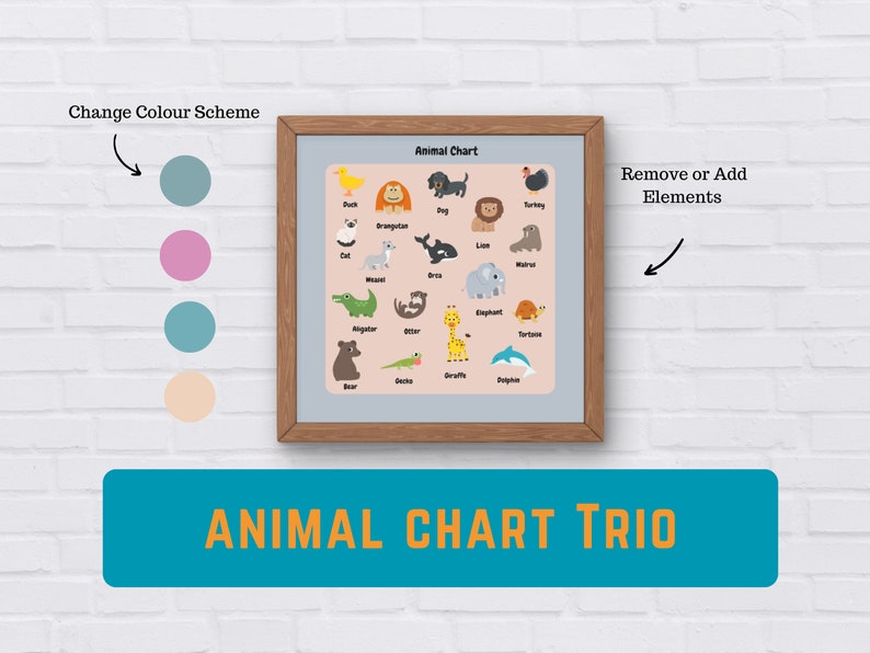 Toddlers Animal Chart, Playroom Prints, Childrens Learning Chart ...