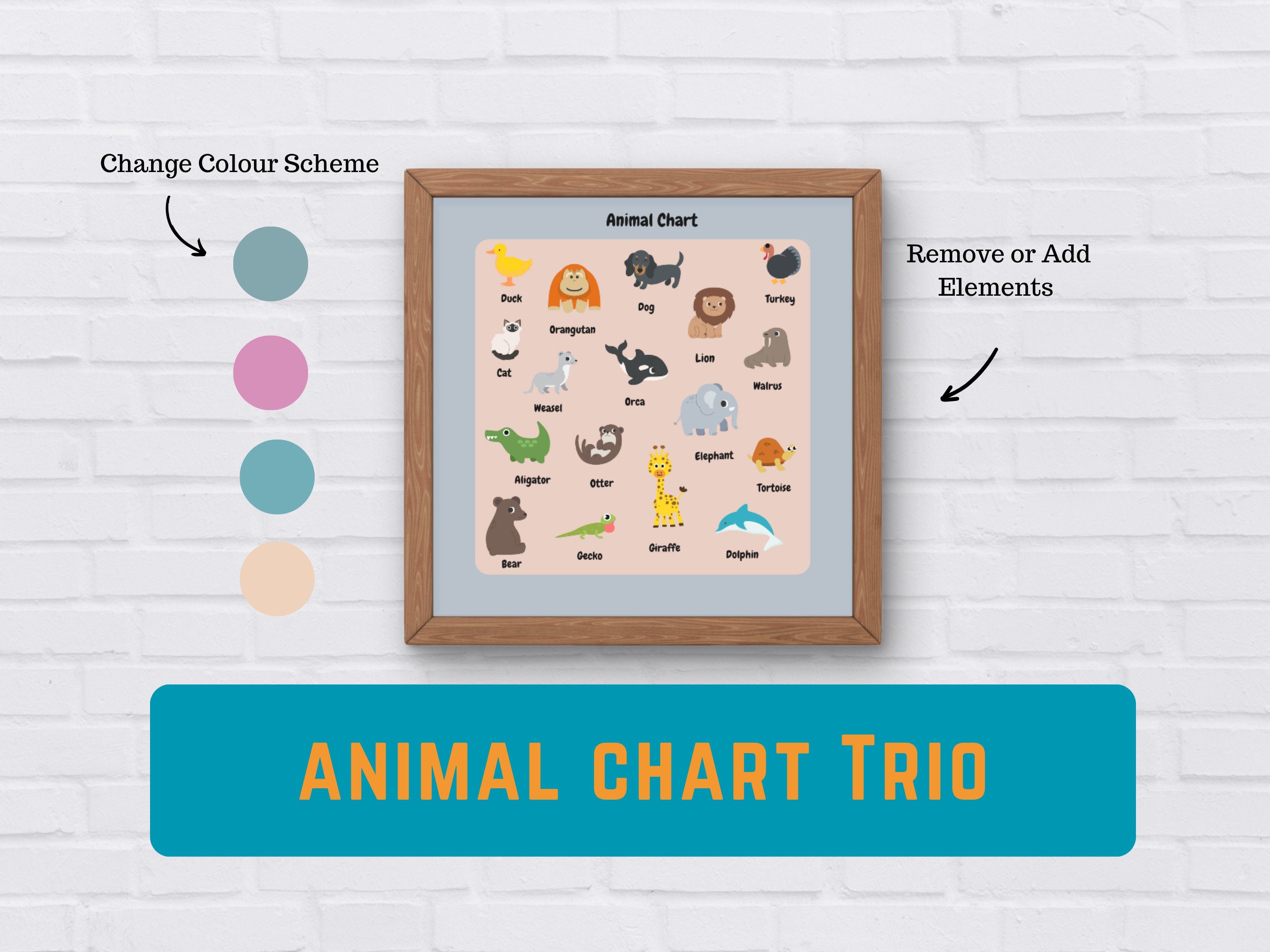 Toddlers Animal Chart, Playroom Prints, Childrens Learning Chart ...