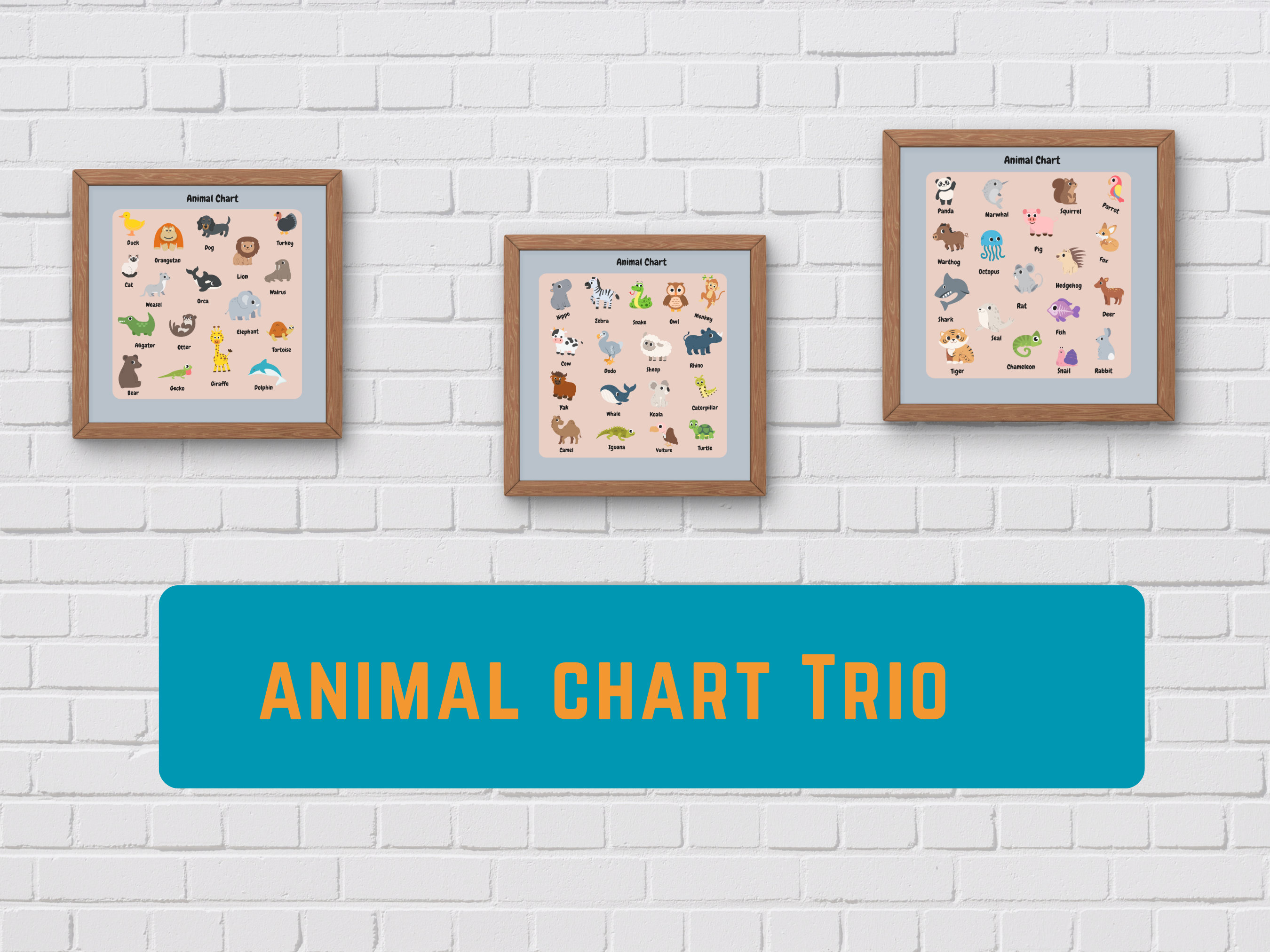 Toddlers Animal Chart, Playroom Prints, Childrens Learning Chart ...