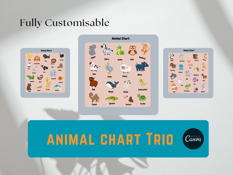 Toddlers Animal Chart, Playroom Prints, Childrens Learning Chart ...