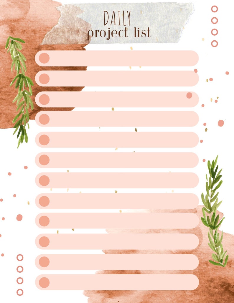 Daily Project Check List Printable - Etsy