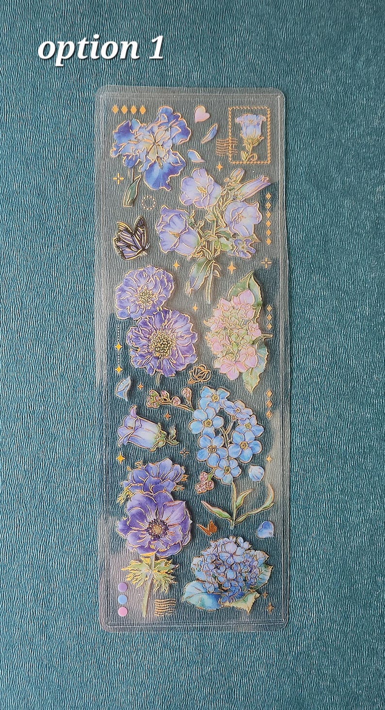 Floral Laminated Bookmark, Colorful Flowers and Butterflies Blue, Pink ...