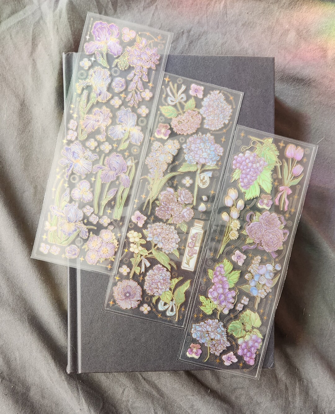 Purple Whimsical Floral Bookmarks - Etsy