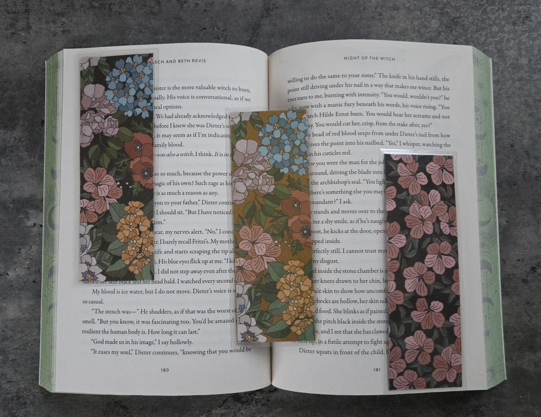 Boho Floral Bookmark • Double-sided Laminated Bookmark • Cottagecore ...