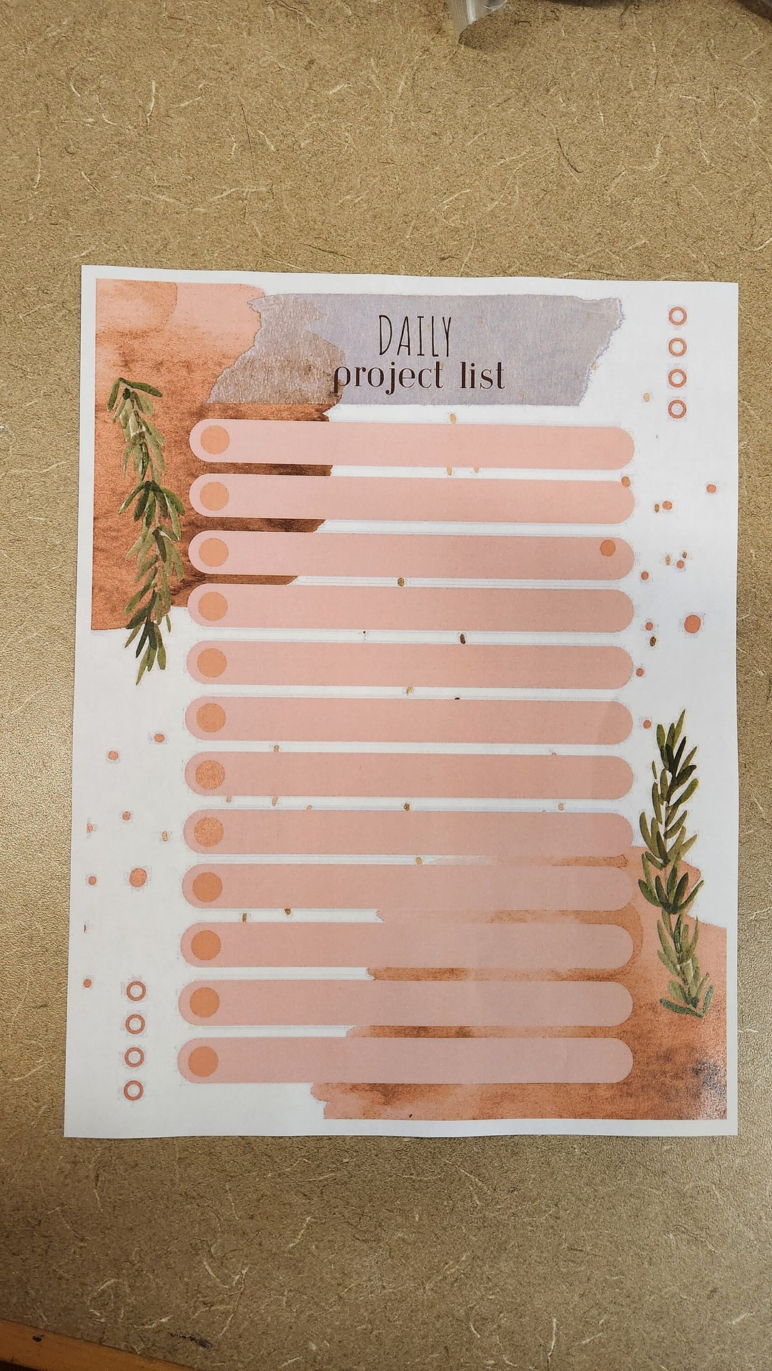 Daily Project Check List - Printable - Etsy
