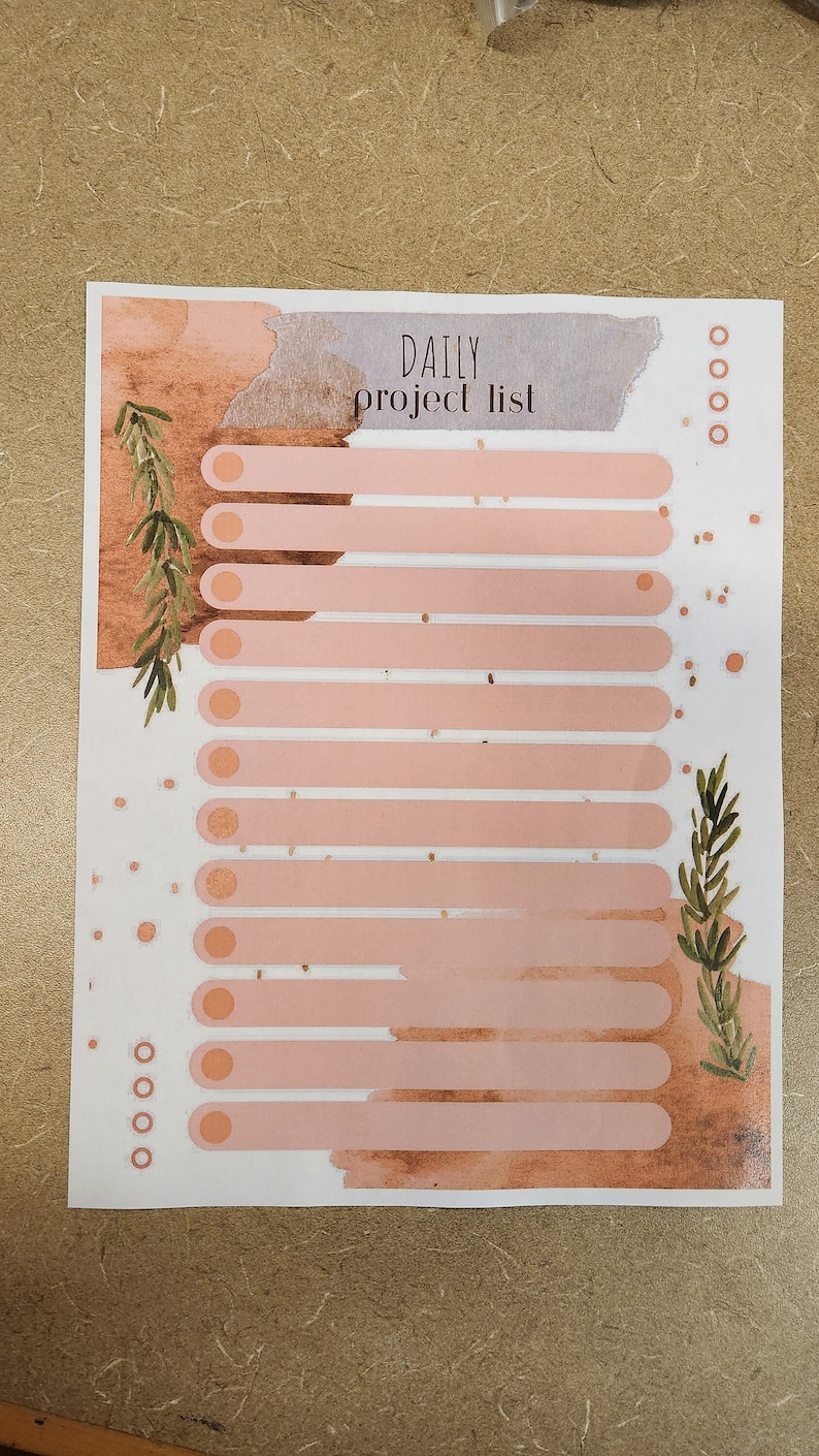 Daily Project Check List Printable - Etsy
