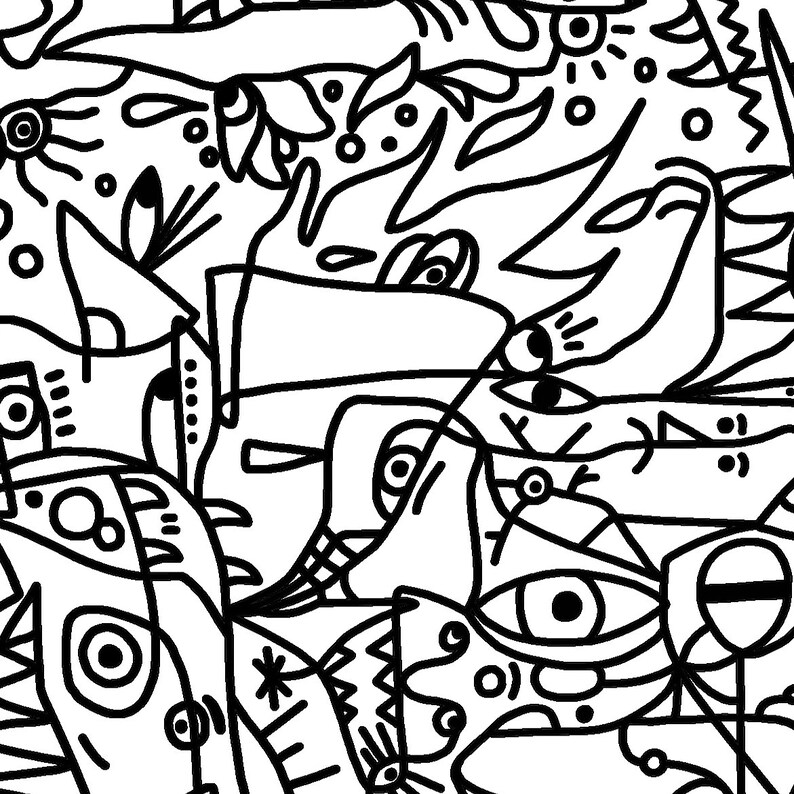 Printable Doodle Style Coloring Pages of Abstract Shapes Art Relax and ...