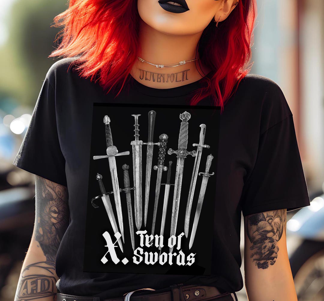 Ten of Swords Tarot Card Shirt Punk Tarot T-shirt Goth Clothing - Etsy
