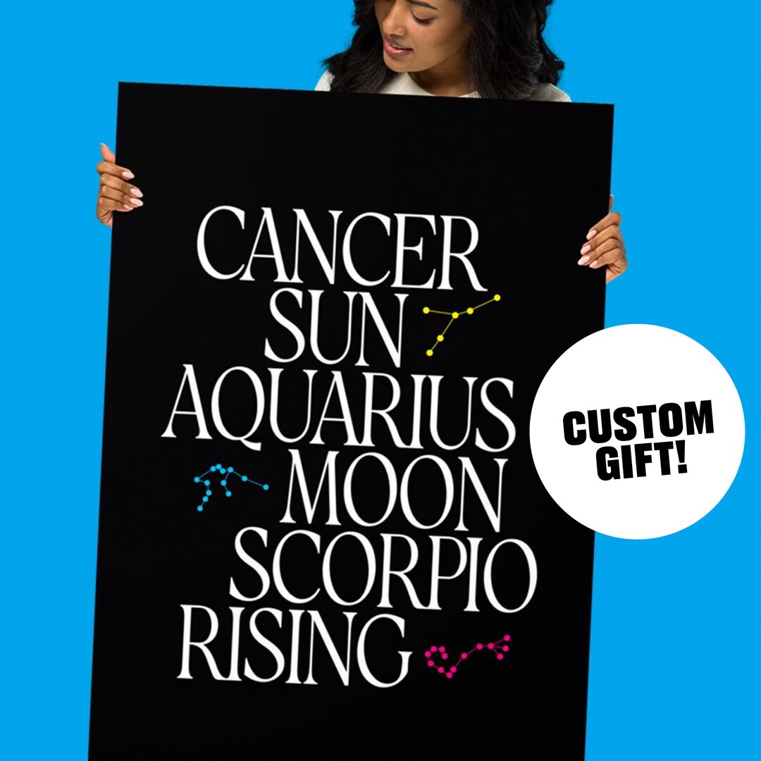 Custom Big Three Zodiac Wall Art Poster Sun Moon Rising Sign Art Print ...