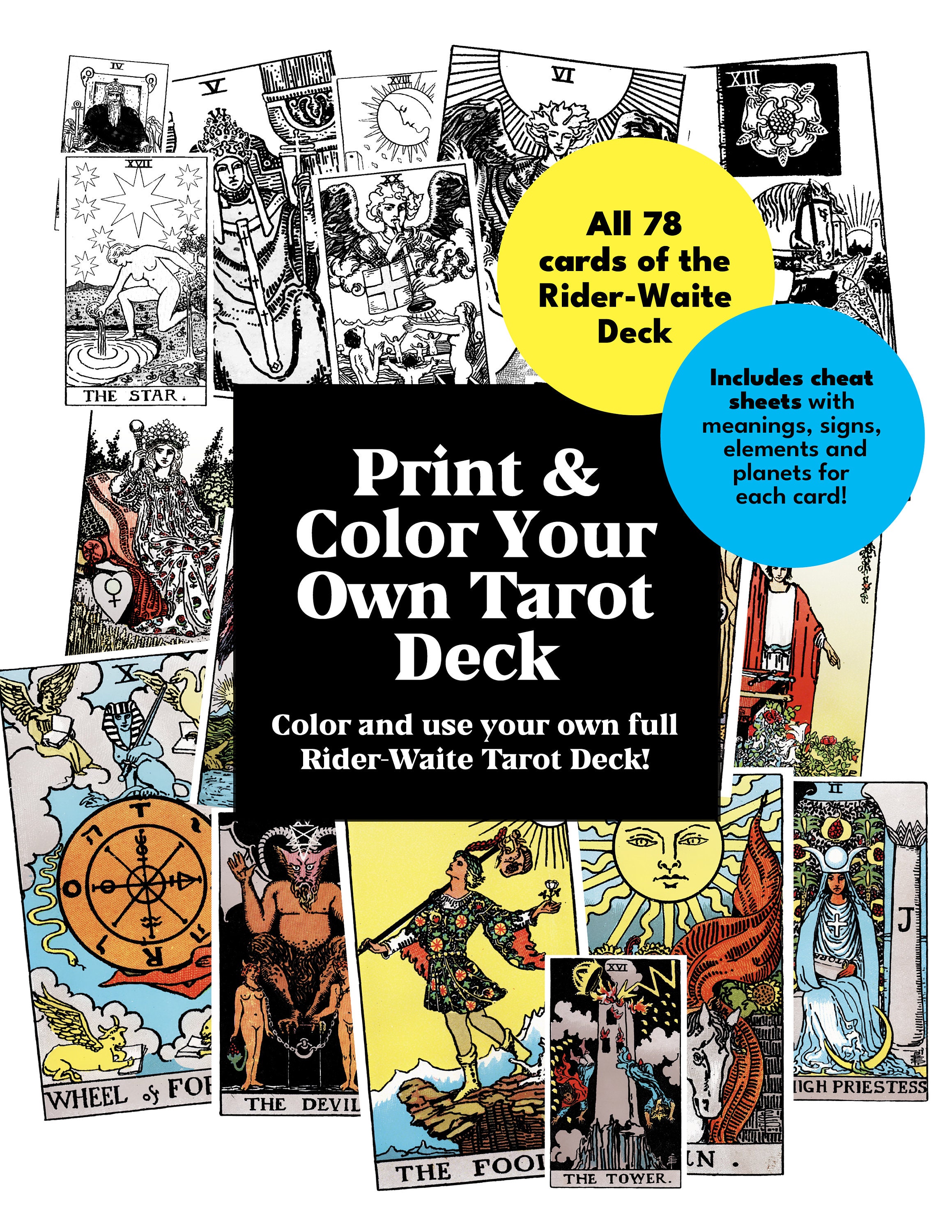 Printable Rider Waite Tarot Deck Color Your Own Tarot Cards ...