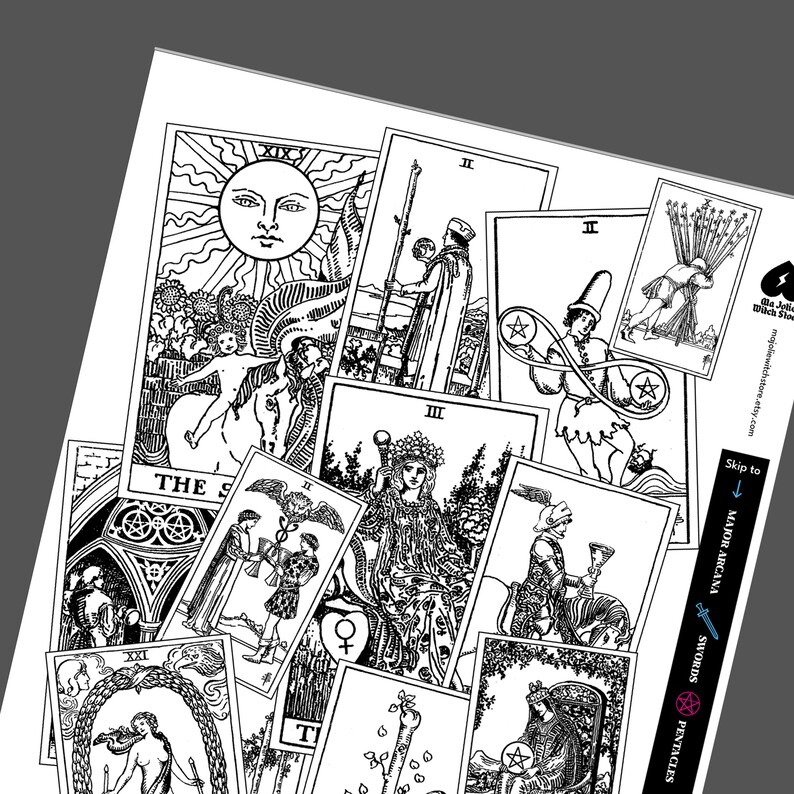 THE ULTIMATE Printable Rider Waite Tarot Coloring Pages to Learn Tarot ...