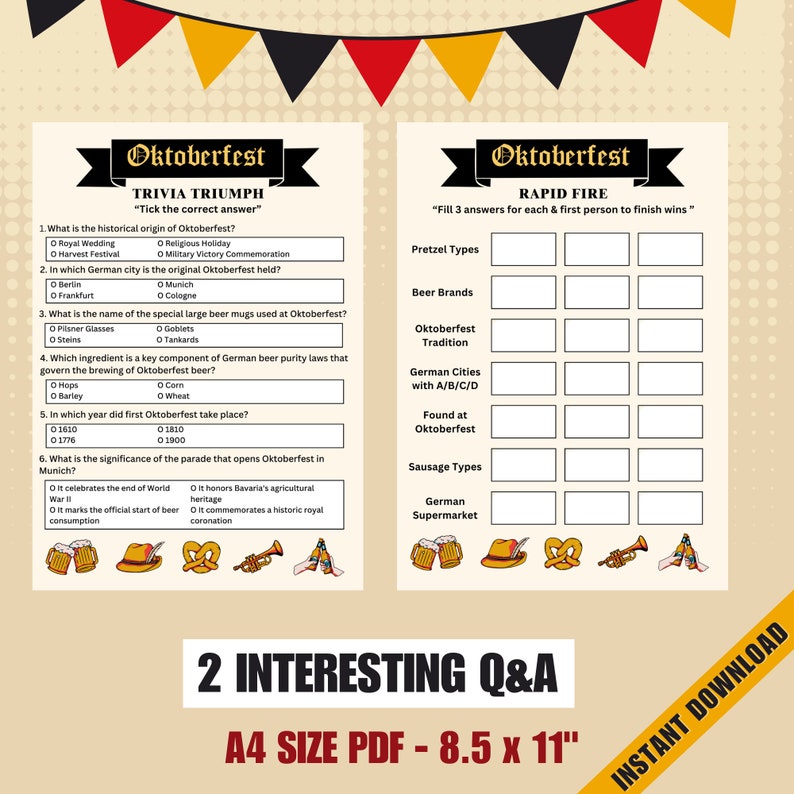 Oktoberfest Game, Printable Oktoberfest Game, Beer Festival Game ...