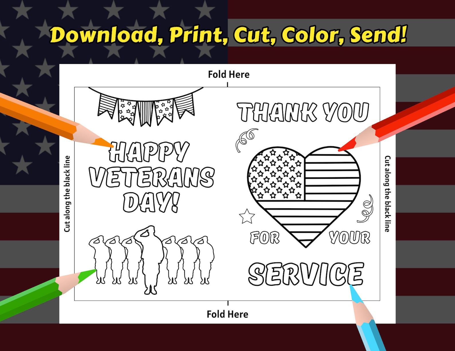 Memorial Day Thank You Card, Gift for Veterans, Veterans Day Kids ...