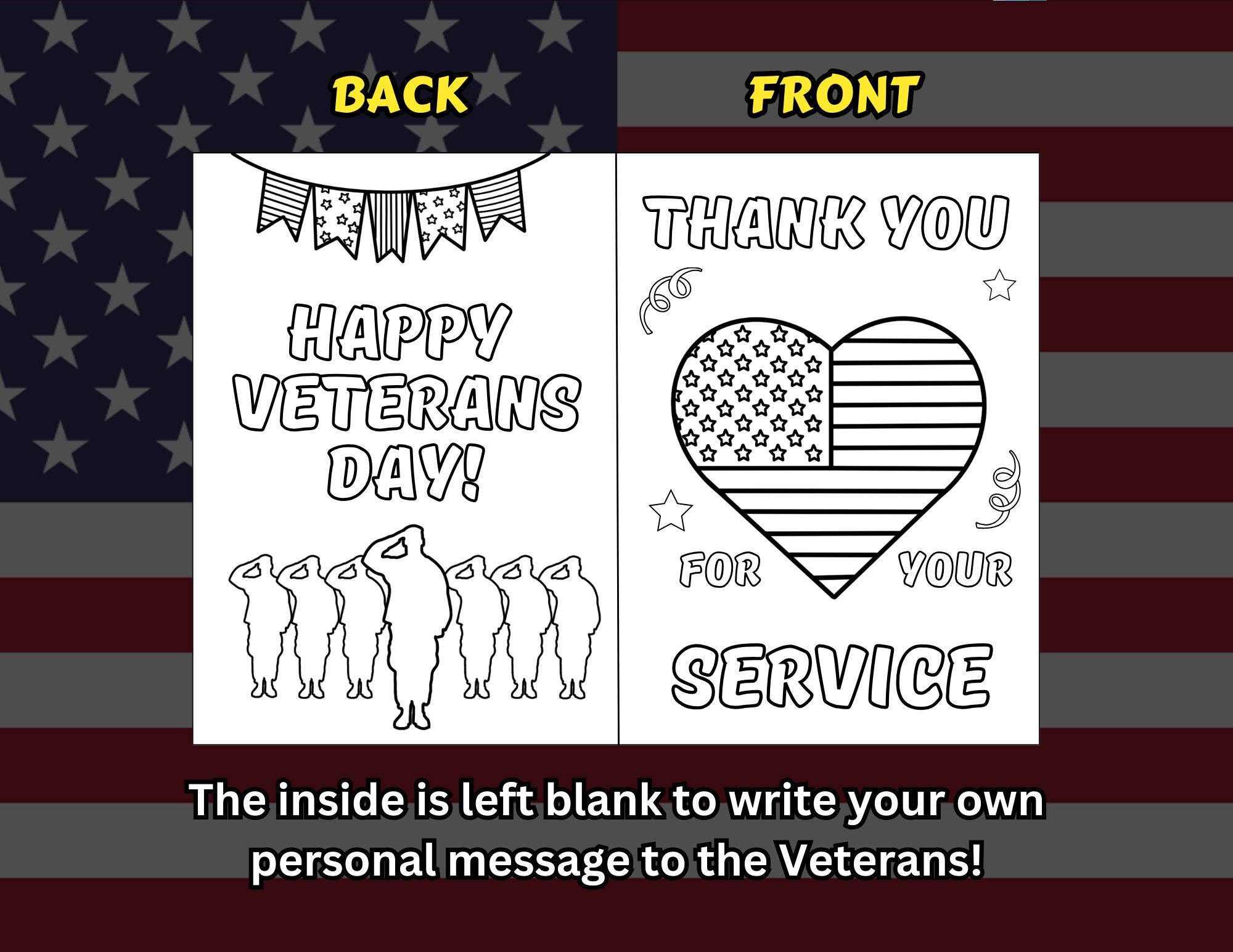 Memorial Day Thank You Card, Gift for Veterans, Veterans Day Kids ...