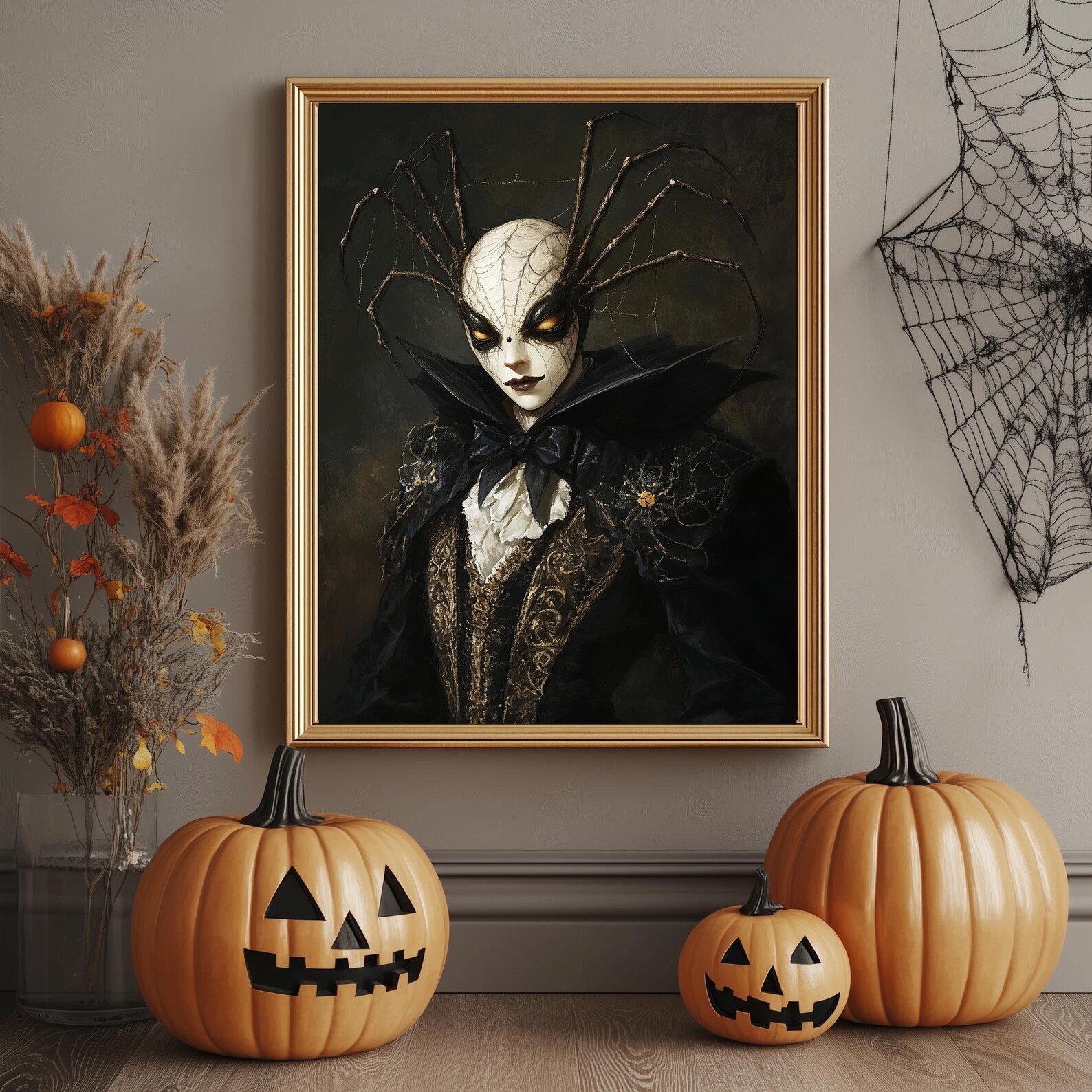 Victorian Gothic Spider Portrait Digital Wall Art, Halloween Creepy ...