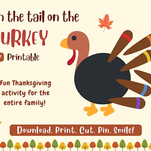 Pin the Tail on the Turkey, Fun Family Thanksgiving Activity for Kids ...