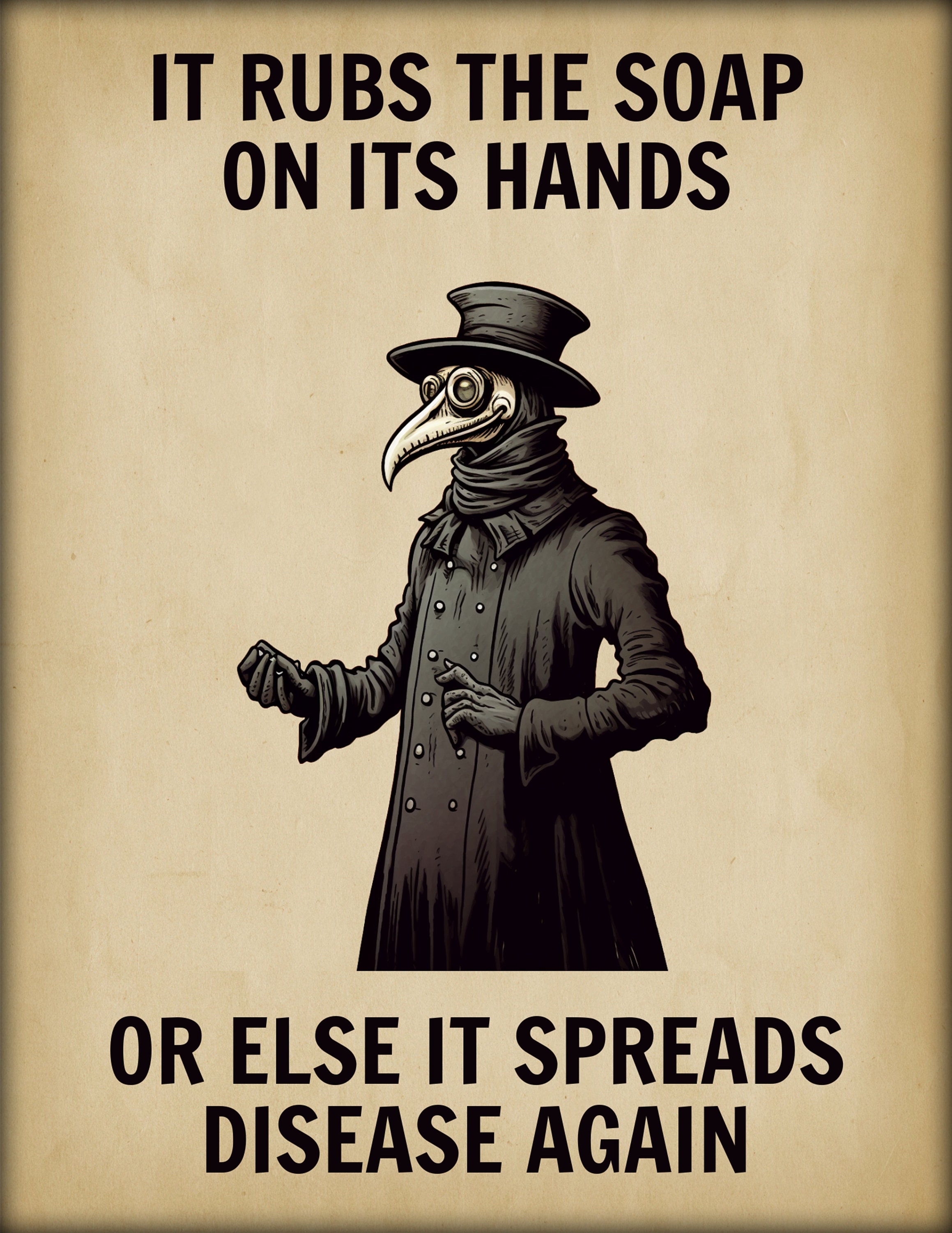 Wash Your Hand Plague Doctor Gothic Decor, Funny Bathroom Washroom ...