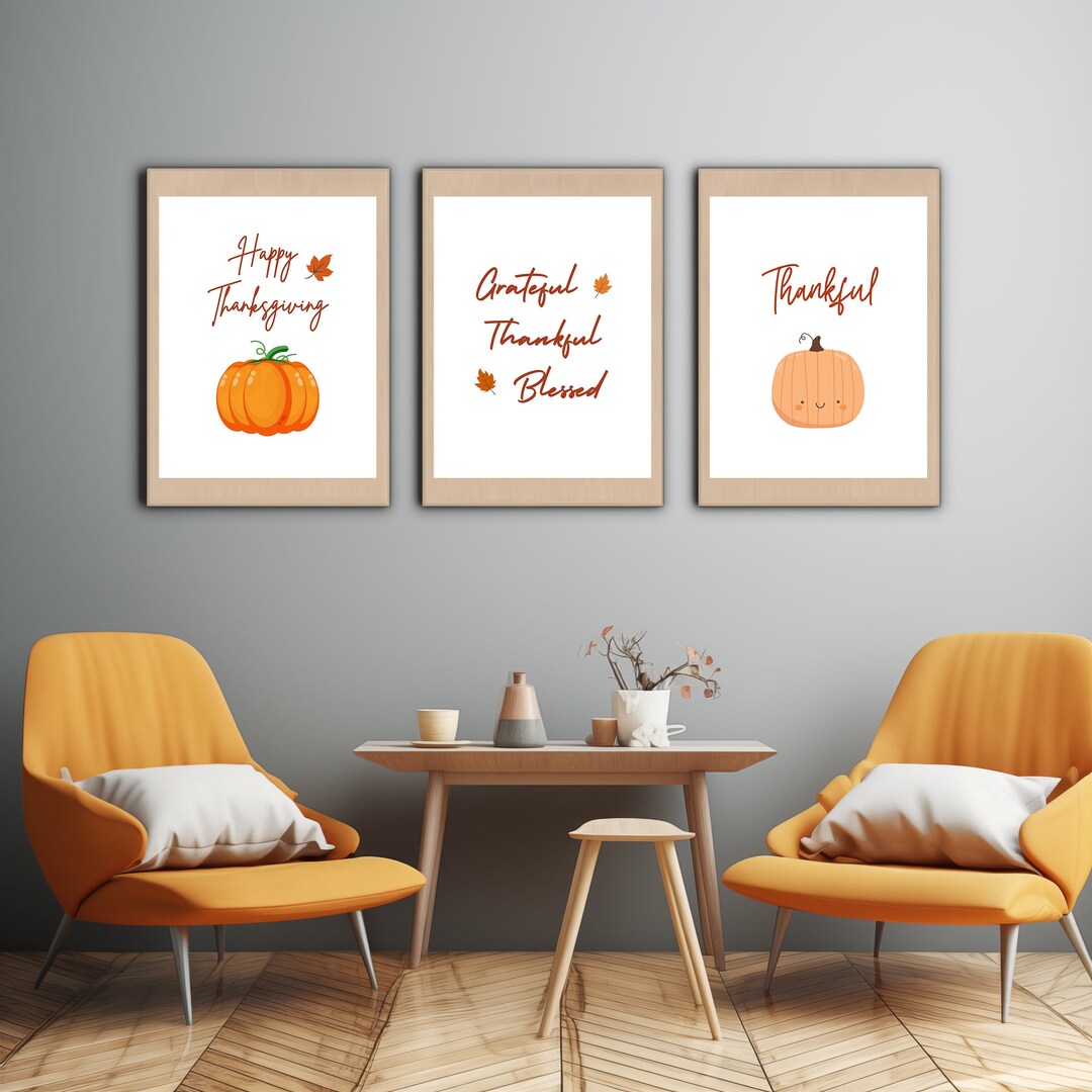 3 Thanksgiving Wall Art Decor Bundle, Fall Season Theme Art Set ...