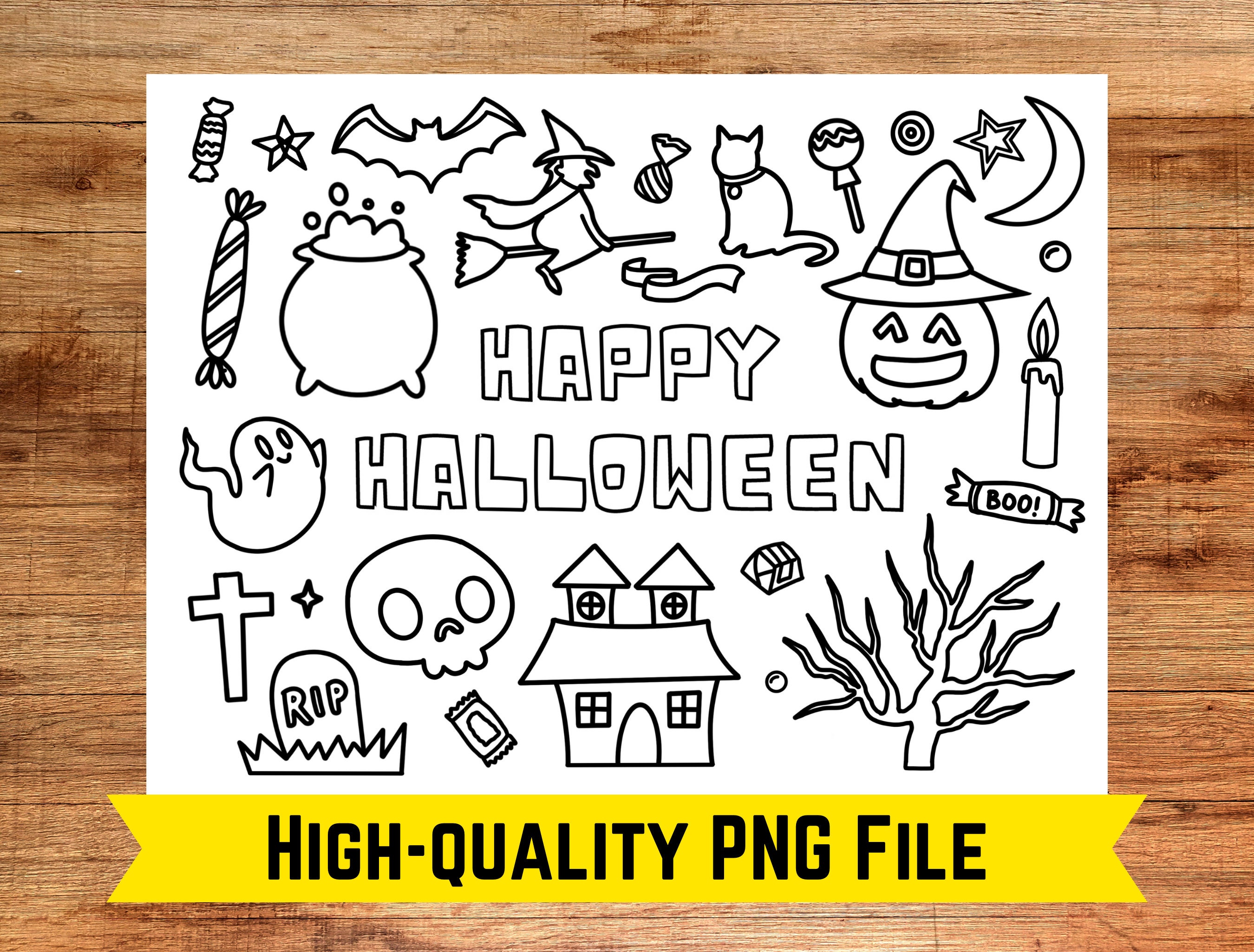 Halloween Coloring Page Coloring Sheet for Halloween Party - Etsy