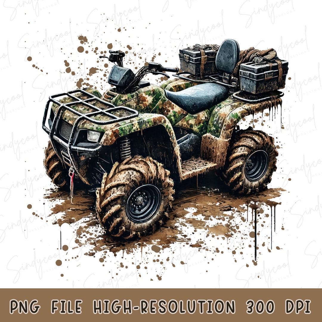 Camouflage Mudding Four Wheeler PNG: Offroad ATV Watercolor (digital ...