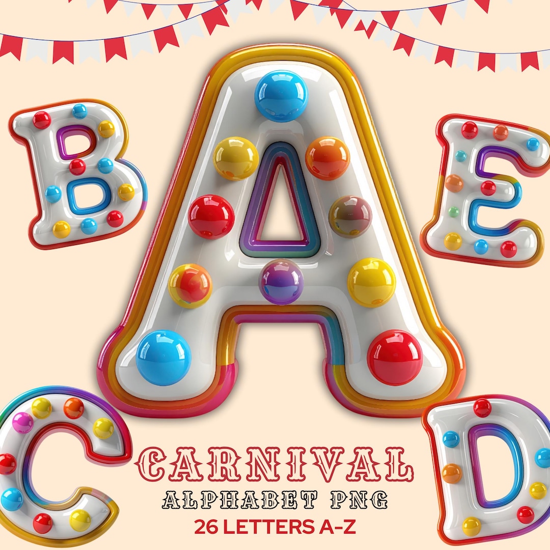 Carnival Letter PNG | 3D Alphabet Clipart, Circus Theme (digital ...