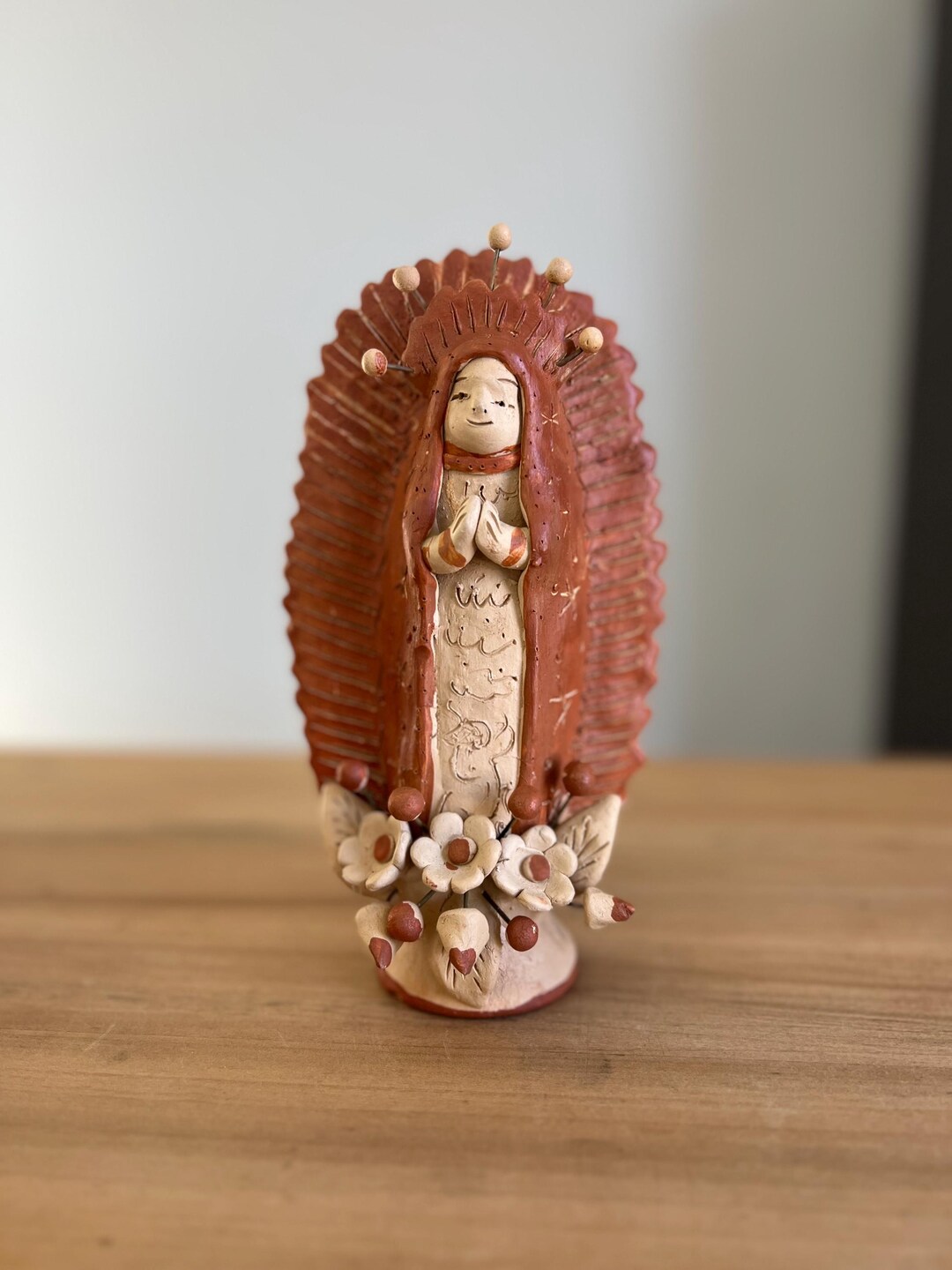 Handmade Virgen De Guadalupe Clay Statue - Oaxaca Rustic Decor - Etsy