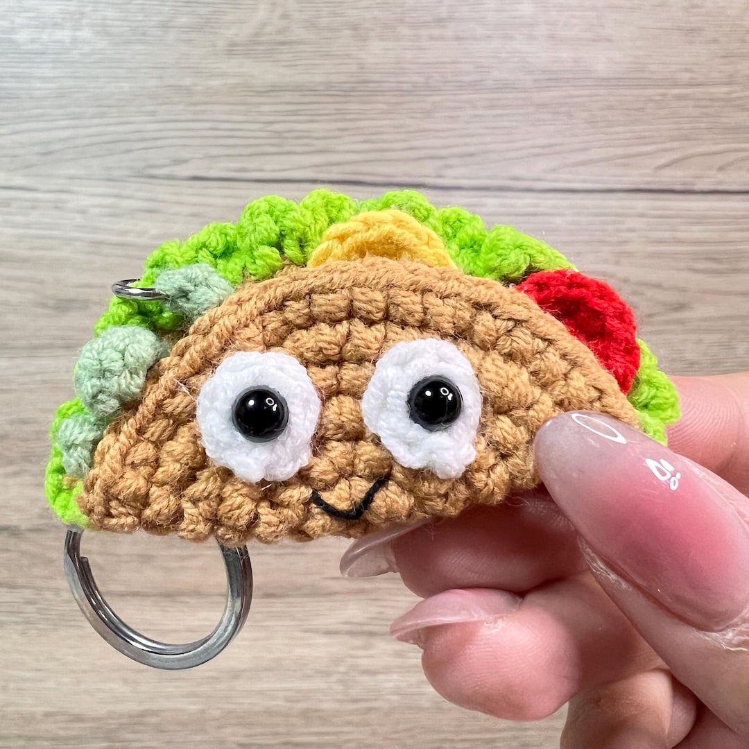 Handmade Gift Crochet Amigurumi Taco Keychain Food Theme Cute Mexico ...
