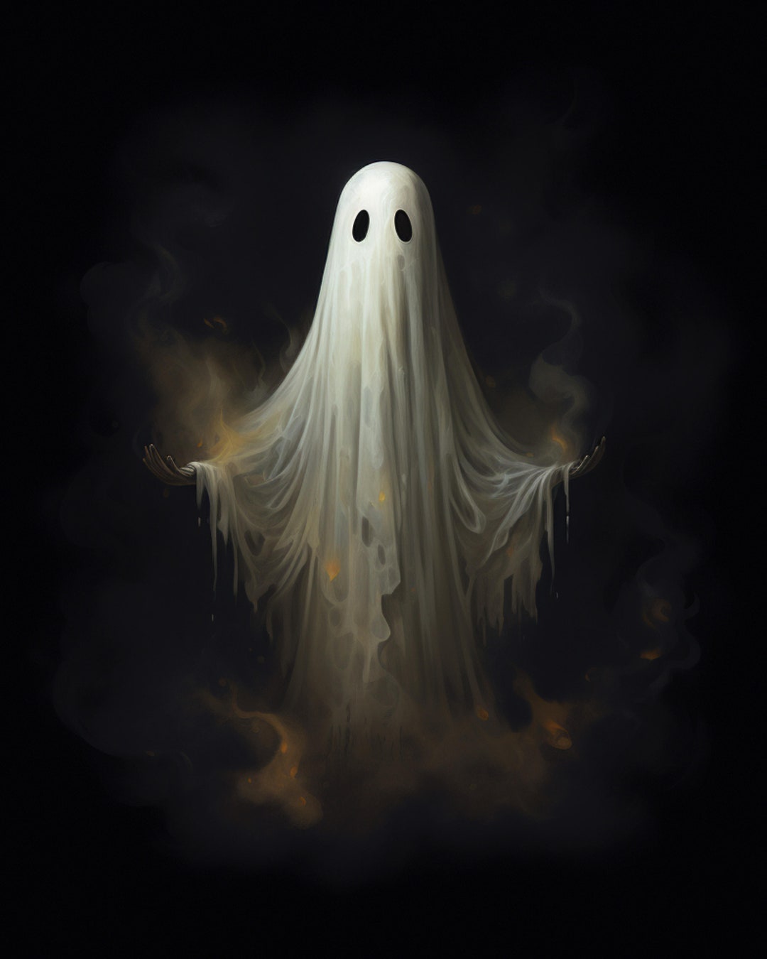 Ghost Painting PRINTABLE Art Print, Halloween Home Decor, Abstract Cute ...