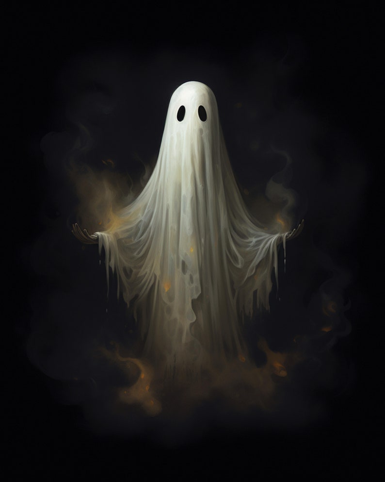 Ghost Painting PRINTABLE Art Print, Halloween Home Decor, Abstract Cute ...