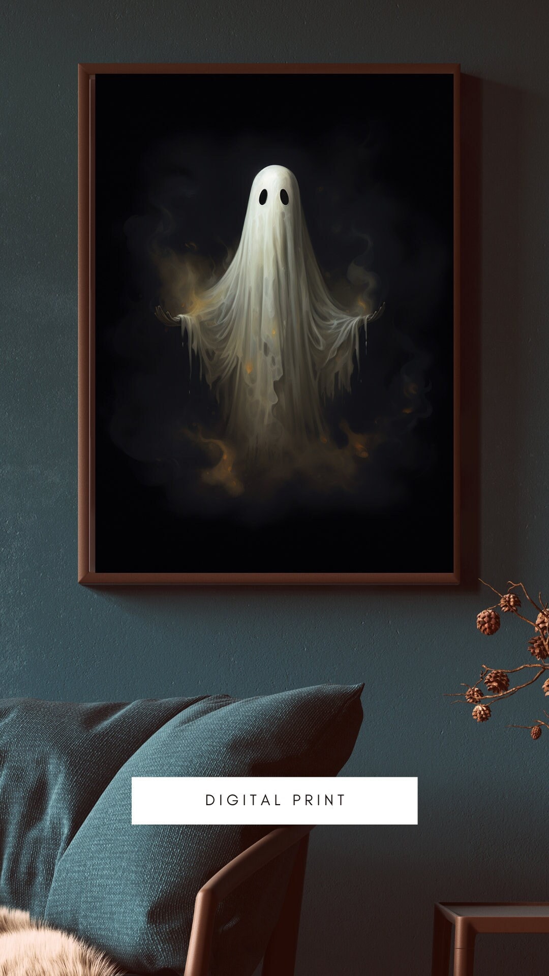 Ghost Painting PRINTABLE Art Print, Halloween Home Decor, Abstract Cute ...
