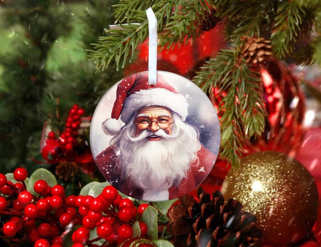 4 Santa Claus Ornament Designs, Round, PDF Digital Downloads ...