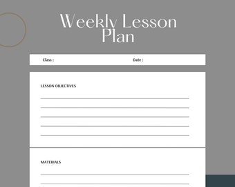 Weekly Lesson Plan Template, Digital Download Lesson Planner, Printable ...