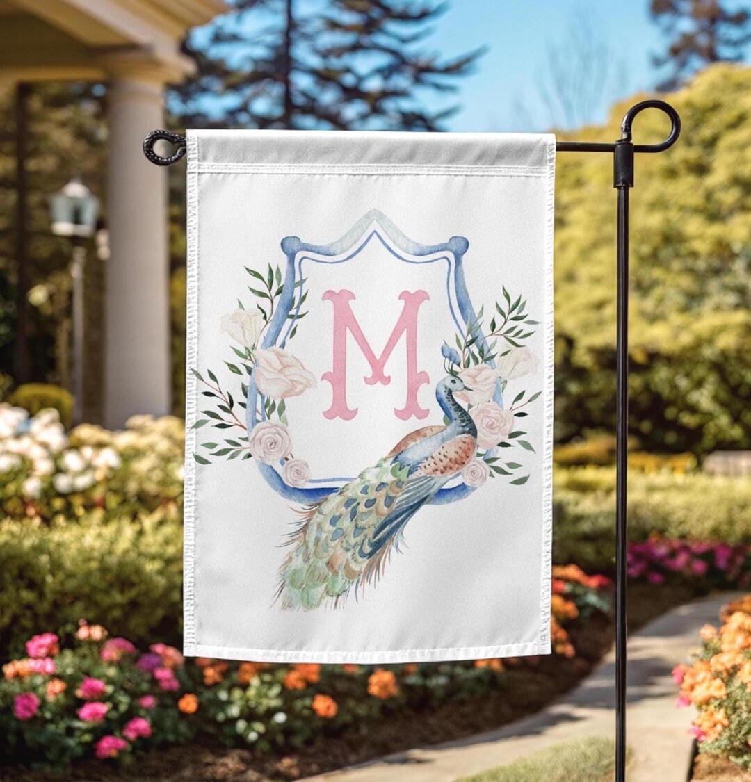 Personalized Garden Flag Monogram Garden Banner Family Initial Yard ...