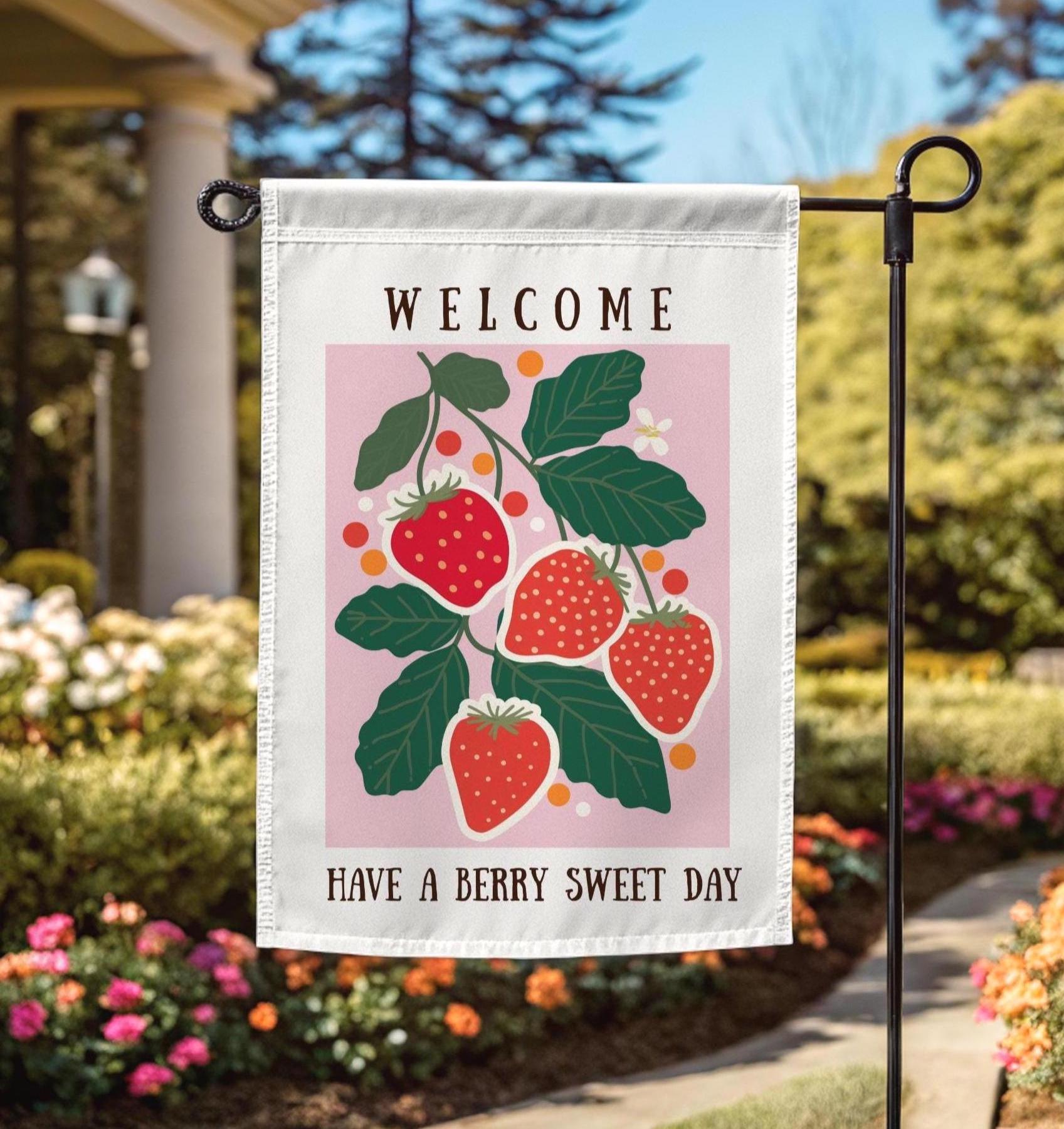 Strawberry Welcome Garden Flag Spring Garden Decor Summer Yard Sign ...