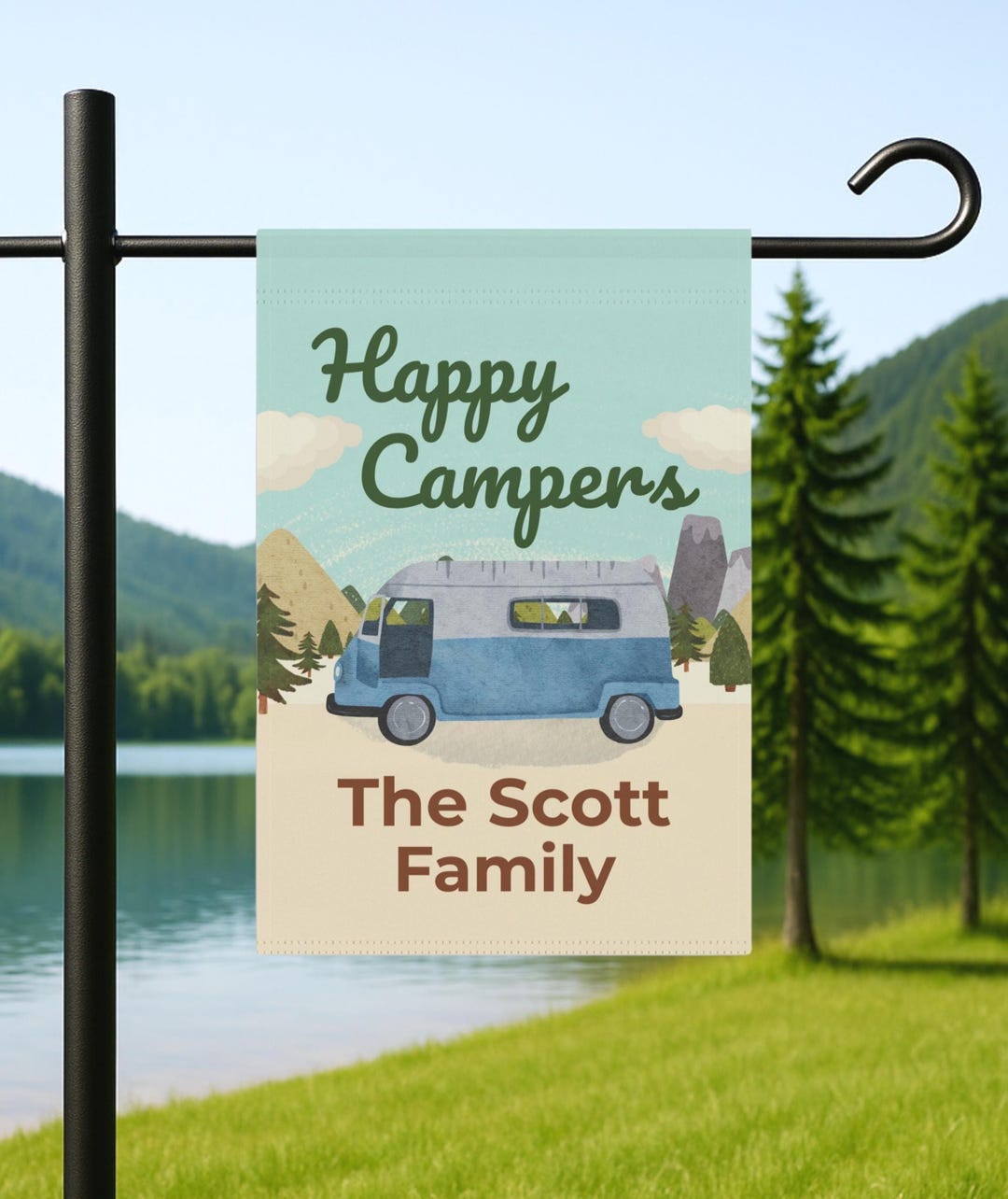 Personalized Camper Flag Custom Campsite Sign RV Decor Family Name ...