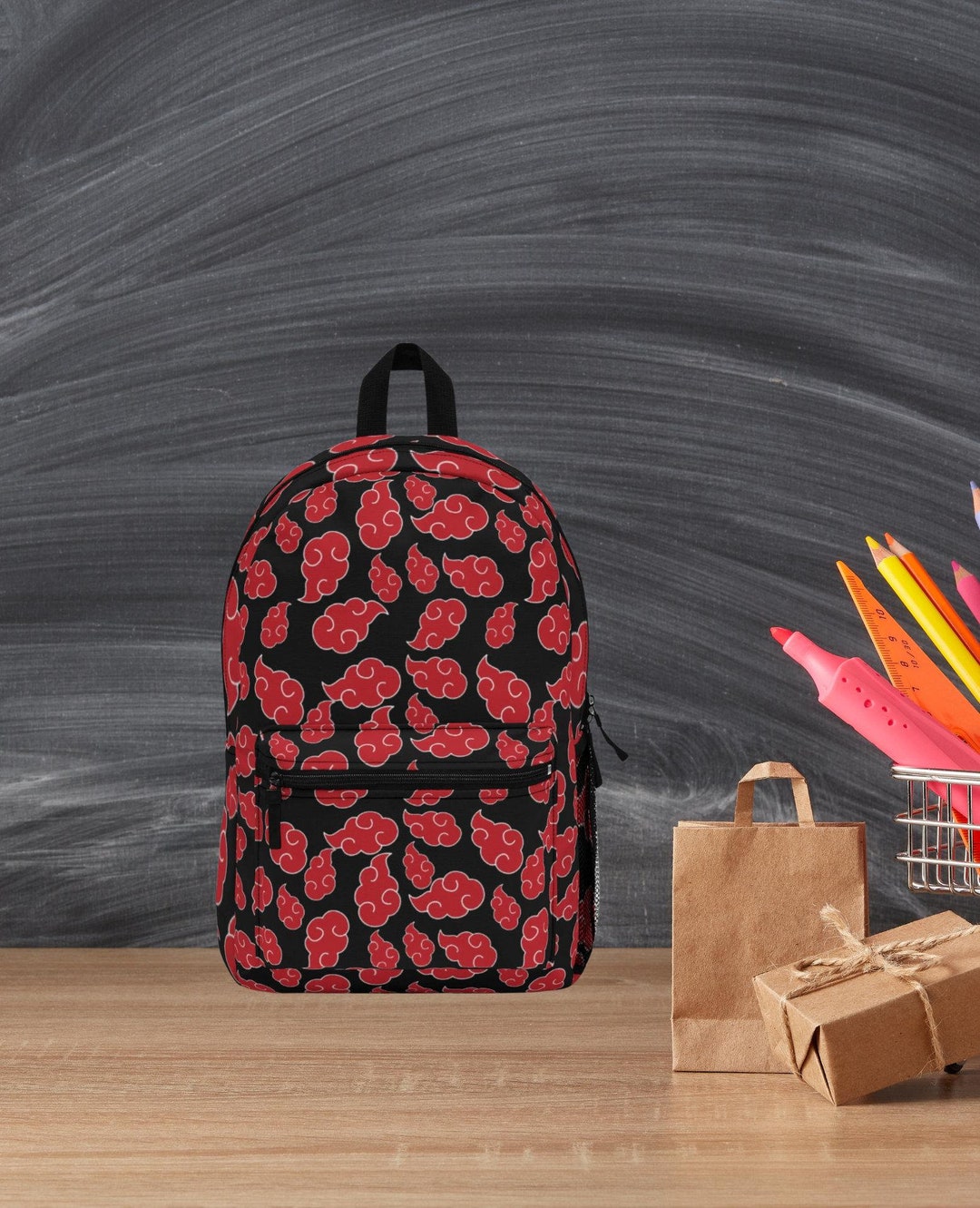 Akatsuki Red Cloud Anime Backpack Anime Gift for Him Gift for Anime ...