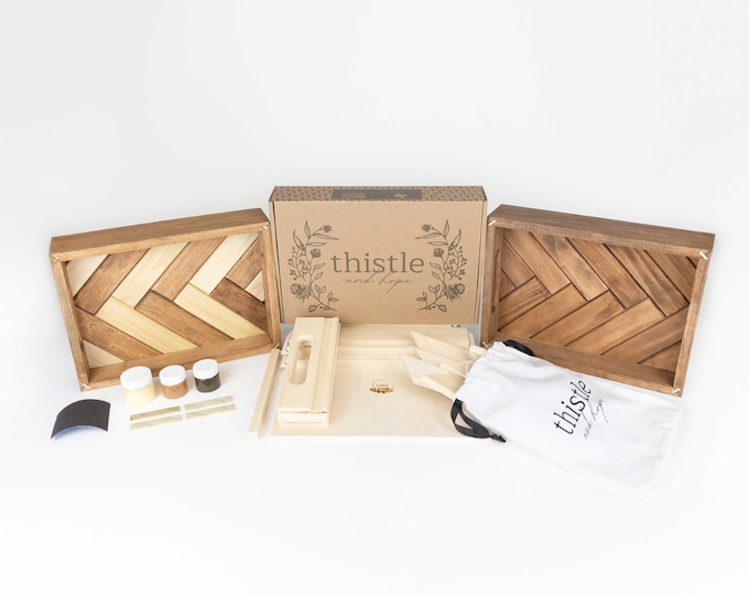 DIY Herringbone Tray Woodworking Kit (wood Stain Finish), DIY Craft ...